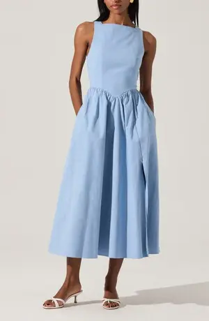 Astr The Label Bow Back A-line Dress - Blue