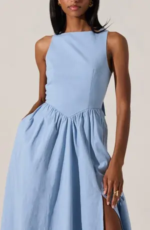 Astr The Label Bow Back A-line Dress - Blue