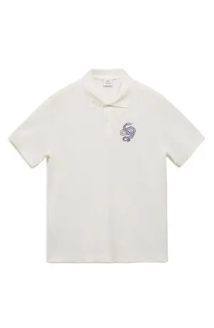 Mango Embroide Graphic Polo - White