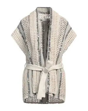 Brunello Cucinelli Cardigan In Jute, Cotton, Polyamide, Polyester, And Linen - Ivory
