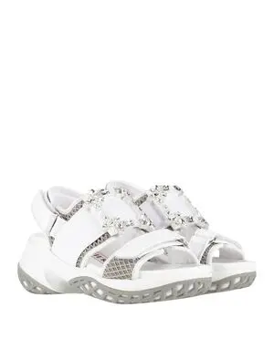 ROGER VIVIER Embellished Leather And Woven Sandals