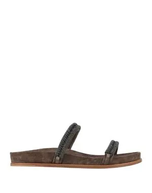 Brunello Cucinelli Leather Embellished Flat Sandals