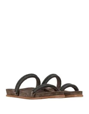 Brunello Cucinelli Leather Embellished Flat Sandals