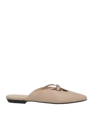 By Far Flat Mules With Bow Detailing - Beige