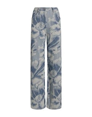 MSGM Wide-leg Floral Jacquard Pants - Light Blue