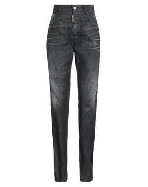 Dsquared2 Tapered Jeans With Leather Trims - Black
