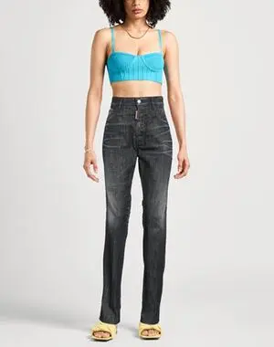 Dsquared2 Tapered Jeans With Leather Trims - Black