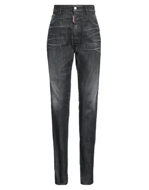 Dsquared2 Tapered Jeans With Leather Trims - Black