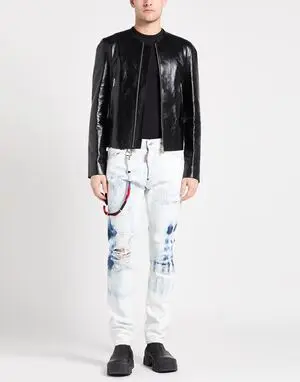 Dsquared2 Skinny Jeans With Leather Trims