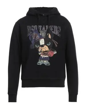 Dsquared2 Cotton Fleece Hooded Sweatshirt Black