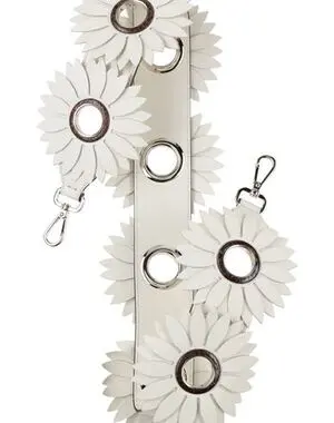 Fendi Calfskin Bag Strap With Floral Appliqués - White