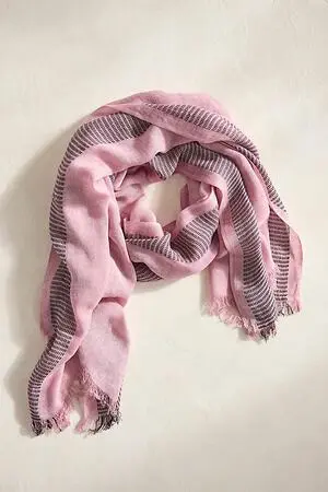 ELIZABETH GILLETT Frged Stripe Scarf Pink