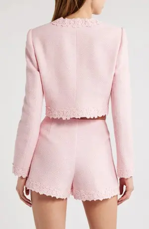 LoveShackFancy Leilana Lace Accent Crop Jacket