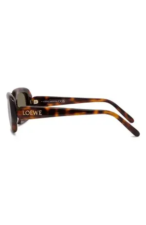 Loewe 51mm Rectangular Sunglasses - Dark Havana / Green
