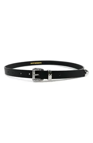 PETIT MOMENTS Ennis Faux Leather Belt - Black/ Silver
