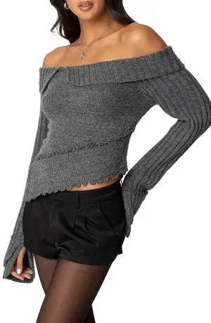 EDIKTED Mikkie Asymmetric Sweater