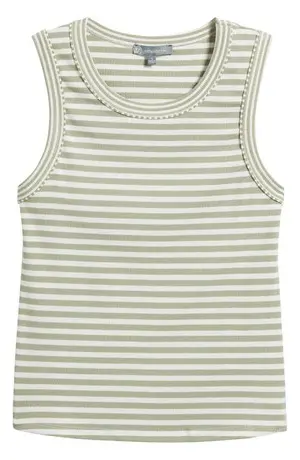 Wit & Wisdom Stripe Rib Tank - Sage/ Off White