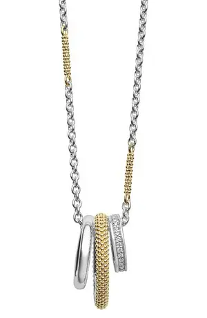 Lagos Caviar Lux Pavé Diamond Pendant Necklace