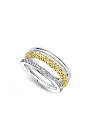 Lagos Caviar Lux Pavé Diamond Ring