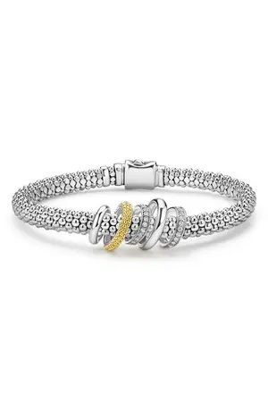 Lagos Caviar Lux Pavé Diamond Rope Bracelet - Silver