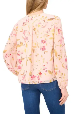 CECE DUPRAZ Floral Print Tie Neck Top