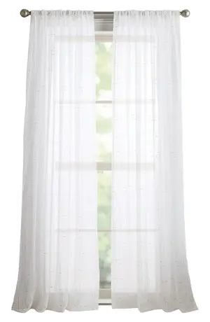 Dkny Metallic Grid Set Of 2 Curtain Panels - White/ Gold