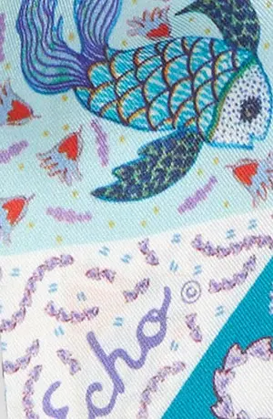 Echo Crabby Silk Ribbon Scarf - Turquoise