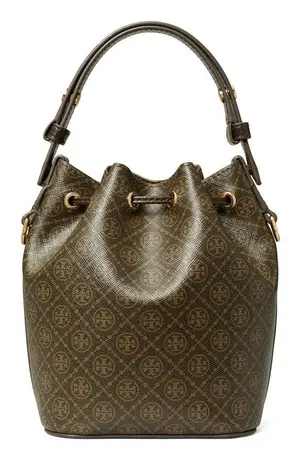 Tory Burch T Monogram Coated Canvas Bucket Bag