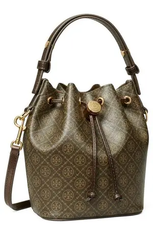 Tory Burch T Monogram Coated Canvas Bucket Bag