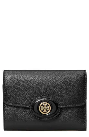 Tory Burch Robinson Small Pebbled Leather Wallet - Black