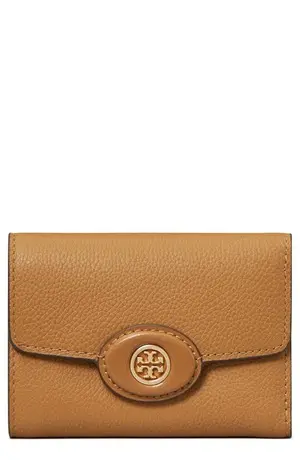 Tory Burch Robinson Small Pebbled Leather Wallet - Tiramisu