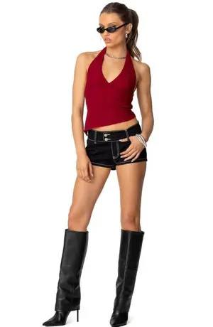 EDIKTED Yazi Star Low Rise Denim Micro Shorts