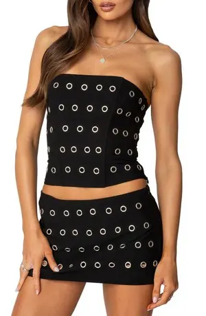 EDIKTED Arlette Grommet Corset Top
