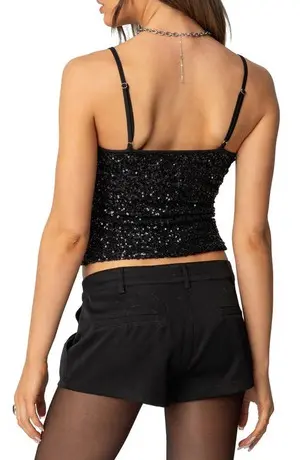 EDIKTED Celene Sequin Camisole - Black