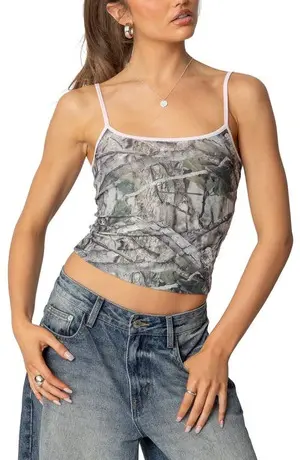 EDIKTED Camouflage Print Crop Camisole