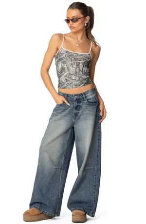 EDIKTED Camouflage Print Crop Camisole