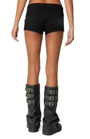 EDIKTED Belted Stretch Cotton Micro Shorts - Black