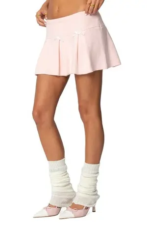 EDIKTED Bow Embellished Pleated Sweater Skirt