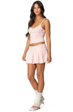 EDIKTED Bow Embellished Pleated Sweater Skirt