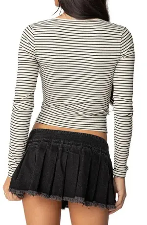 EDIKTED Alex Stripe Long Sleeve Top
