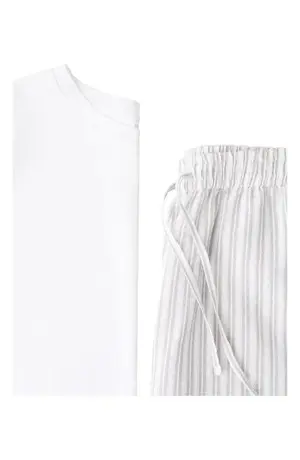 Mango Two-piece Stripe Cotton Pajamas - Grey