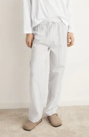 Mango Two-piece Stripe Cotton Pajamas - Grey