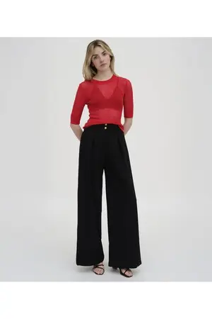 Rosetta Getty Mesh Cropped Sleeve Pullover - Red