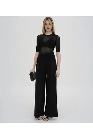 Rosetta Getty Mesh Cropped Sleeve Pullover - Black