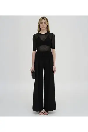 Rosetta Getty Mesh Cropped Sleeve Pullover - Black