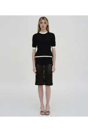 Rosetta Getty Mesh Midi Skirt - Black