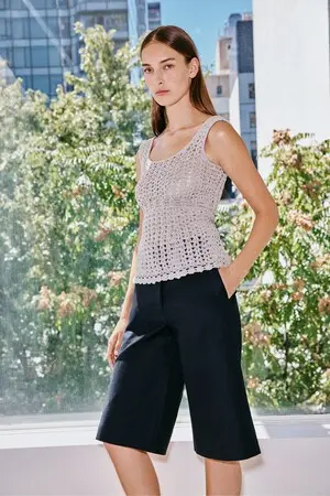 Rosetta Getty Hand Crochet Square Neck Tank