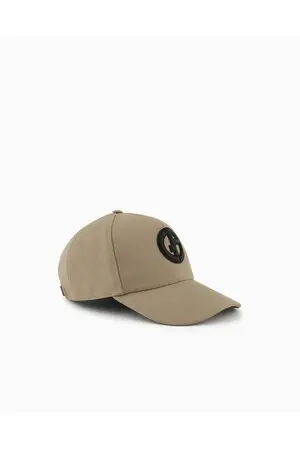 Giorgio Armani Cotton Baseball Cap With Leather Logo - Natural
