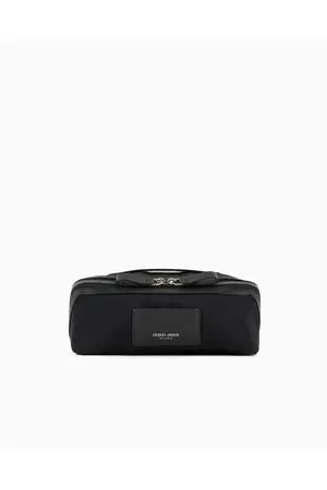 Giorgio Armani Nylon And Leather Washbag - Black