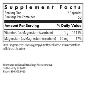 ALLERGY RESEARCH GROUP Magnesium Ascorbate 100 Capsules